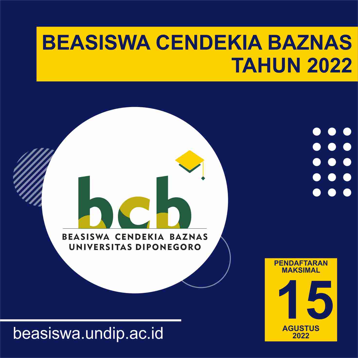 TAWARAN BEASISWA CENDEKIA BAZNAS TAHUN 2022 - Direktorat Kemahasiswaan dan Alumni